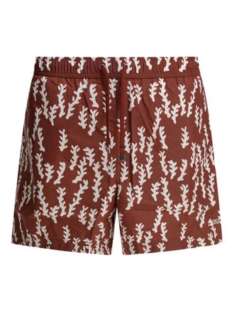 Ermenegildo Zegna short de bain &agrave; imprim&eacute; v&eacute;g&eacute;tal - Marron
