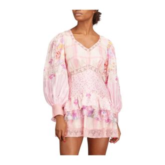 LoveShackFancy Seiden Patchwork Minikleid - - Dresses - Damen - Rosa - M
