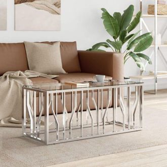 vidaXL Couchtisch 110x45x45 cm Edelstahl und Glas Vidaxl