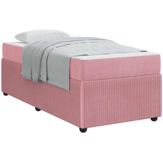 vidaXL Bettgestell mit Matratze mit Matratze Rosa 100 x 200 cm Samt Vidaxl