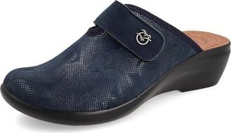 FLY FLOT Femme Ciabatta Donna Stretch Adattiva, Strappo Regolabile, Sottopiede Imbottito Anti-Shock Pelle, Suola in Poliuretano 5cm Mule, Bleu, 39 EU