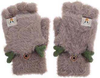 Beaupretty Demi-doigts Chauds pour Femmes avec Motif Cerf Mitaines Protection Froid Ajust&eacute;e pour Hiver