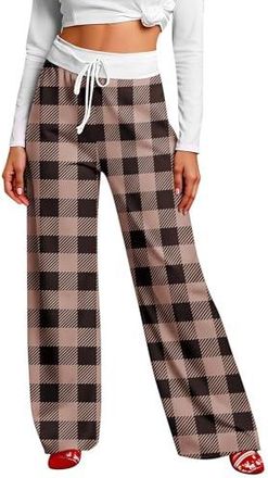 Generic Pantalon &agrave; jambe large pour femme - Taille haute - Jambe droite - Pantalon Palazzo d&eacute;t&eacute; l&eacute;ger et d&eacute;contract&eacute; - Coupe ample - Pantalon de jogging ample