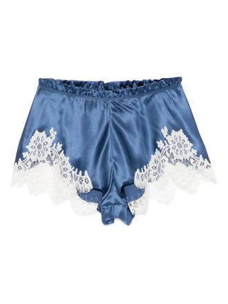 Carine Gilson bas de pyjama &agrave; d&eacute;tails en dentelle - Bleu