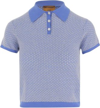 Guest In Residence Femme, Pulls, Bleu, Taille: 40 FR Polo Court en Piqu&eacute; de Cachemire R&eacute;tr&eacute;ci