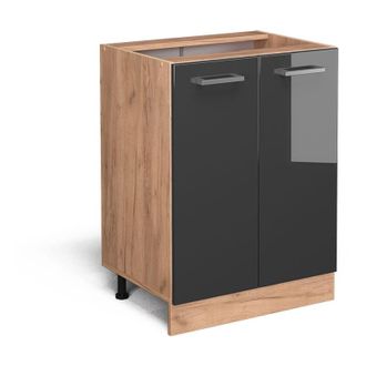 Vicco Meuble bas de cuisine R-Line, Anthracite Haute brillance, 60 cm sans plan de travail Vicco