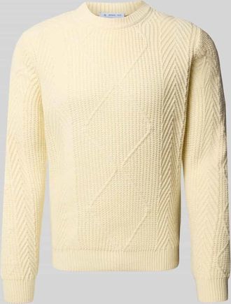 Manuel Ritz Strickpullover mit Zopfmuster und Rundhalsausschnitt