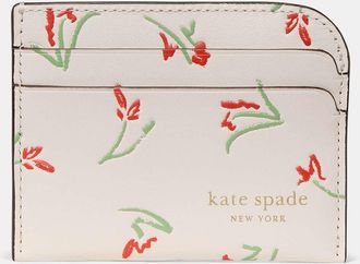 Kate Spade New York Kate Spade Devin Vibrant Buds Kartenetui f&uuml;r Frauen in Creme Mehrfarbig | Leder