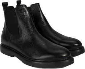 Desa Bottes en Cuir Man - Lacets &eacute;lastiques, Talon Plat, Respirantes | Noir - 42