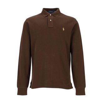 Polo Ralph Lauren Polo Manches Longues Coupe Ajust&eacute;e Personnalis&eacute;e - Homme - Tops - Brun - Taille: L