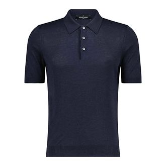 Gran Sasso Homme, Tops, Bleu, Taille: 4XL Polo en Soie avec Patte de Boutonnage