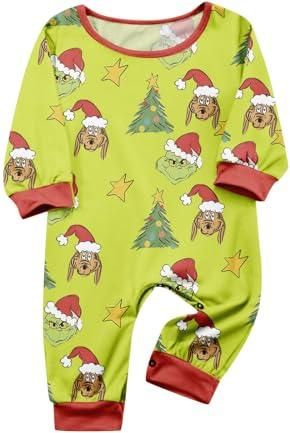 Generic Le Grinch Pyjama Noel Famille De Grinch Pull Adulte Noël Coton Bebe Vetement Assorti Ensembles Ensemble Femme Enfant Couple The Costume Garcon Homme C