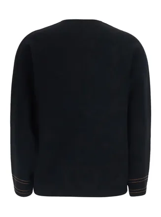 Max Mara Womens Long-Sleeve V-Neck Top Black Wool Tops