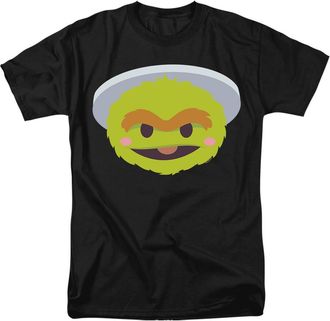 Popfunk Unisex Sesame Street Oscar The Grouch Kawaii Face, Black T-Shirt, Schwarz, XXL
