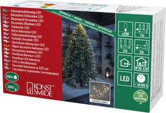 Konstsmide 6371-160 LED Lichterkette Sternenlametta / f&uuml;r Innen (IP20) / VDE gepr&uuml;ft / 12V Innentrafo / kupferfarbener Draht, 10 Str&auml;nge &agrave; 20 LEDs