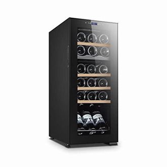 Lacor 69702 - Weinkühler 18 Flaschen, Weinkühlschrank, Kühlschrank mit Kompressor, Temperaturregelung, 2 Kammern, Abnehmbare Regale, Leise, vibrationsfrei, 