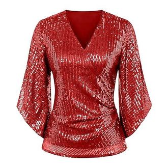 Generic Haut De Soiree Femme Grande Taille Paillettes Sequin Manches Courts Crop Tops Couleur Unie Chemisier Haut Sexy Tenue Festif Gilet &Eacute;l&eacute;gant Y2k V&ecirc;tement