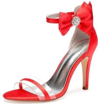 Generic Sandales &Agrave; Talons Hauts Femmes Chaussures De Mariage Sexy Mari&eacute;e Open Toe Stylet Et&eacute; Talon Soir&eacute;e Chaussures 10.5Cm,Rouge,40 EU