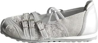 Generic JCVBN Mary Jane Chaussures plates pour femme avec noeud et bande crois&eacute;e Fond souple Surface en cuir R&eacute;tro Ballet Casual Chaussures d&eacute;t&eacute;, gris, 35.5 E