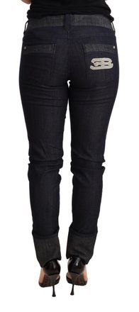 Ermanno Scervino Womens Blue Skinny Folded Hem Denim Trouser Cotton Jeans