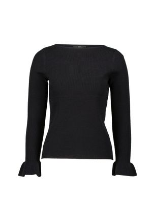 Zero Damen Pullover mit Volants am &Auml;rmel 36, Black Beauty