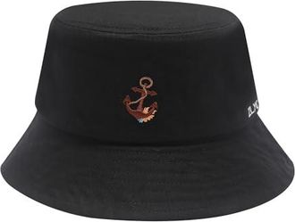 ZLYC Chapeau de pêcheur brodé Unisexe à la Mode Chapeau dété Chapeau dextérieur pour Adolescents, Ancre Noire., Taille Unique