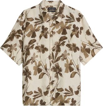 Marc O'Polo Kurzarmhemd aus Leinen mit floralem Print, Regular Fit in