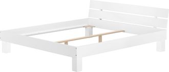 Erst-Holz Holzbett Buche Massivholzbett 180x220 Doppelbett &Uuml;berl&auml;nge in waschwei&szlig; 60.86-18-220 W oR