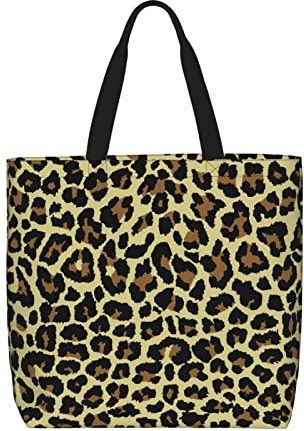 Generic Sac De Courses Motif L&eacute;opard &Agrave; Paillettes Dor&eacute;es Et Fleurs Sac &Agrave; Provisions Avec Poign&eacute;es Pliable Sacs &Agrave; Main, Pour Shopping, Femmes, Burea, Voyage
