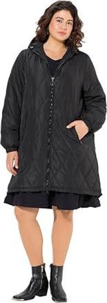 Ulla Popken Leichtstepp-Mantel, Wasserabweisend, 2-Wege-Zipper Manteaux, Noir, 56 Femmes