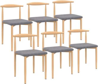 IDMarket Idmarket - Lot de 6 chaises noe en imitation bois et assise en tissu gris clair pour salle à manger