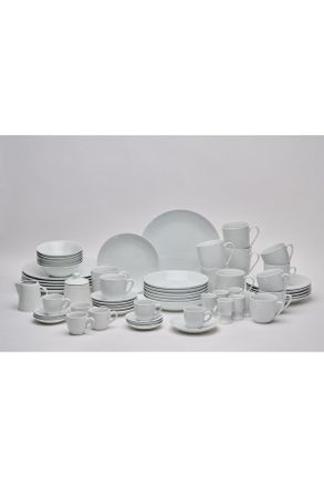 Novel Kombiservice Pisa, Wei&szlig;, Keramik, 62-teilig, Uni, 190 ml,190 ml,220 ml,270 ml,90 ml,420 ml,430 ml, Lfgb, lebensmittelecht, Essen & Trinken, Geschirr, 