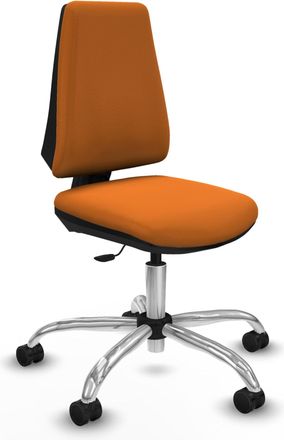 Piqueras y Crespo Elche PC-Stuhl, ohne Armlehnen, ausgestattet mit Permanentkontakt und Schneideschaum. Mit Rollen von 65 mm Nylon, Orange