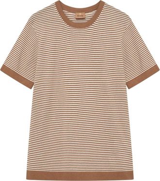 Mos Mosh Strick-T-Shirt mit Ringelstreifen und Leinenanteil in
