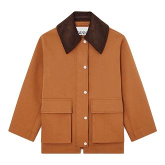 Ganni Femme, Vestes, Brun, Taille: 34/36 FR Veste en serg&eacute; &eacute;pais