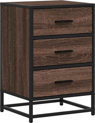 vidaXL Vidaxl - Nachttisch Braun Eichen-Optik 40x34,5x60cm Holzwerkstoff Metall