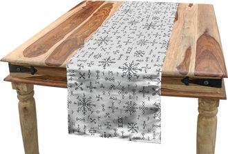 Abakuhaus nordisch Tischläufer, Viking Runen und Talismane, Esszimmer Küche Rechteckiger Dekorativer Tischläufer, 40 x 180 cm, Dunkelgrau Weiß