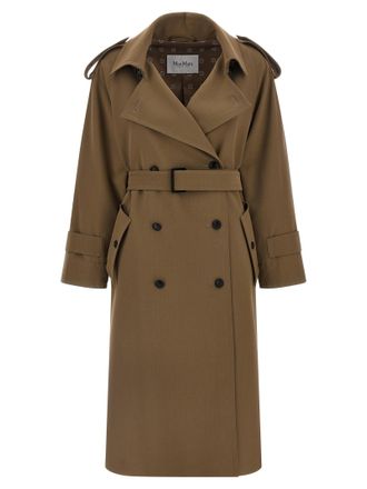 Max Mara Wool Gabardine Waterproof Trench Coat - Camel