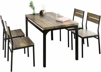 SoBuy Sobuy - OGT28-N + FST72-Nx4 Table de Salle à Manger avec 4 Chaises Lot Table et 4 Chaise de Style Industriel pour Cuisine Salle à Manger Salon