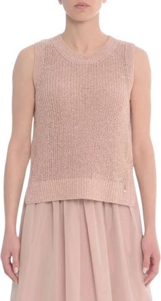 Herno Glitzer-Pullover ohne &Auml;rmel - - Knitwear - Damen - Rosa - L