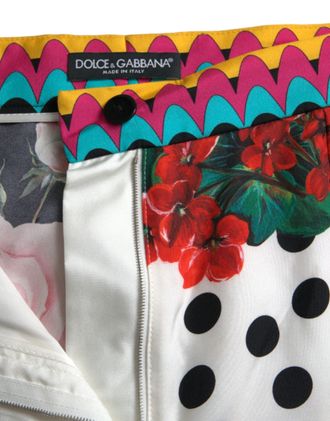 Dolce & Gabbana Floral and Polka Dot Silk Short Trousers - Multicolor