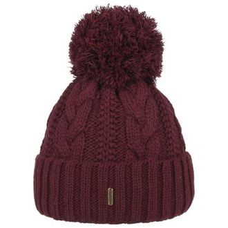 Mcburn Bonnet a Pompon Giant Femme - Made in Italy pour lhiver Bonnets &agrave; en Tricot avec Revers, Doublure, Doublure Automne-Hiver - Taille Unique Bordeaux
