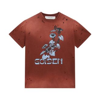 Golden Goose T-Shirt mit Blumenmuster und Distressed-Effekt - - Tops - Damen - Mehrfarbig - XS