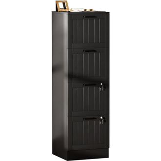 HOMCOM Caisson bureau - HOMCOM - 4 tiroirs et serrures - barres de suspension r&eacute;glables pour dossiers A4 et lettre - 40 x 40 x 131 cm noir