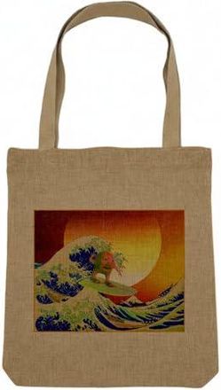 Fabulous Sac Shopping Tote Bag Aspect Lin - Meme Surfing Houkusai Waves Collage Vintage Illustration Art Humour Parodie Meme Blague Zoomer - Sac de Courses Toi
