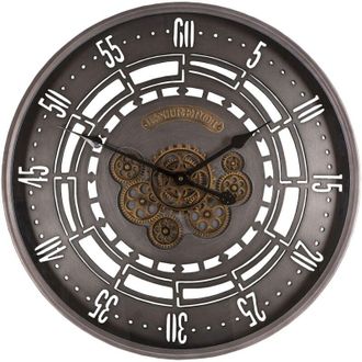 M&S Collection M&s - Horloge industrielle avec engrenages 60 cm en m&eacute;tal gris