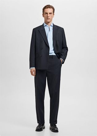 Mango Slim-Fit-Hemd mit Streifen aus Giza-Baumwolle himmelblau - Herren - XXL - MANGO MAN