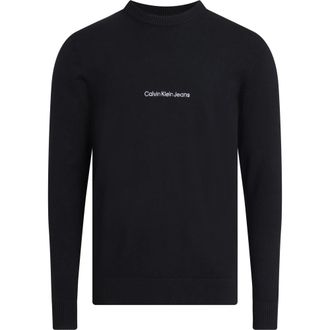 Calvin Klein Schwarzer Pullover mit Kontrastlogo - - Knitwear - Herren - Schwarzk - S