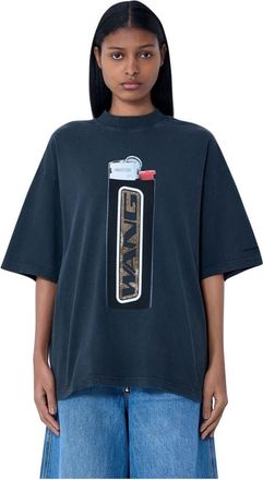 Alexander Wang Femme, Tops, Gris, Taille: 36 FR T-Shirt Oversize avec Imprim&eacute; Graphique