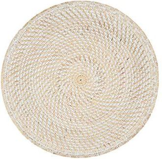 Saro Lifestyle 5091.W15R Avignon Collection Platzsets aus gewebtem Rattan, 4 Stück, 100, Weiss/opulenter Garten